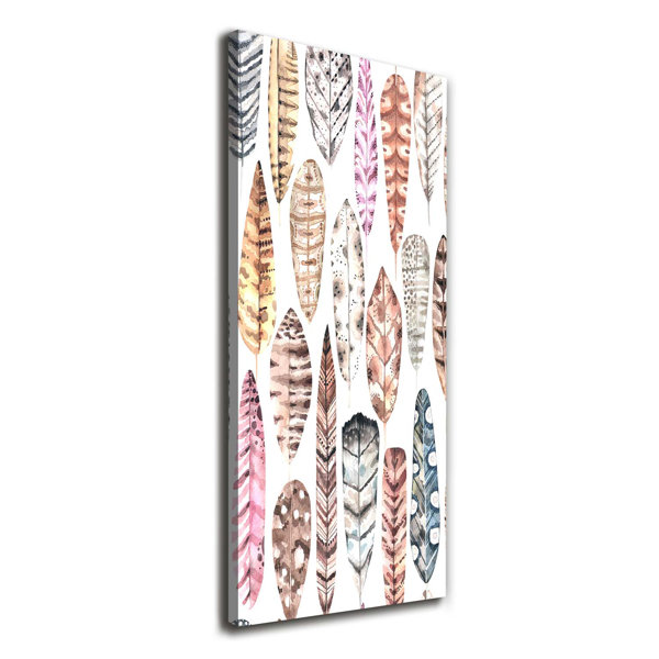 BohoLiving Bunte Federn - Kunstdrucke auf Segeltuch | Wayfair.de